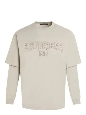LIUREGALI Printed Fake Two-piece Long-sleeved Base Shirt - Khaki