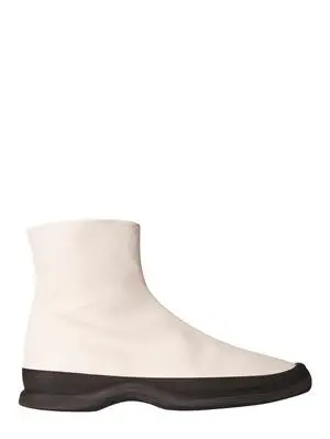 THE ROW Logo Square-toed Short Boots - White