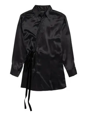 Balenciaga Wrap Collared Long-sleeve Dress - Black