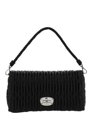 Miu Miu Crystal Strap Quilted Shoulder Bag - Black