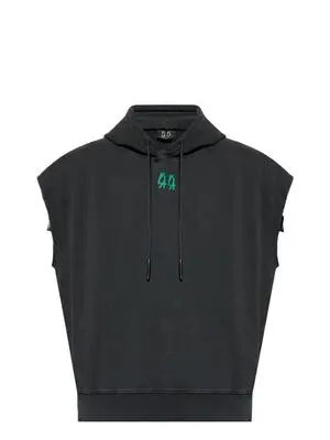 44 LABEL GROUP 44 Label Group Sleeveless Drawstring Hoodie With Logo And Monogram Gray