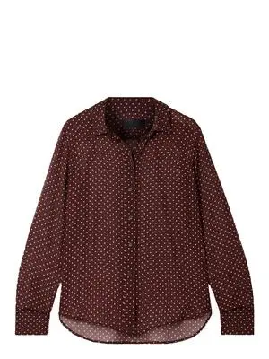 NILI LOTAN Gaia Polka-dot Silk Crepe De Chine Shirt - Brown