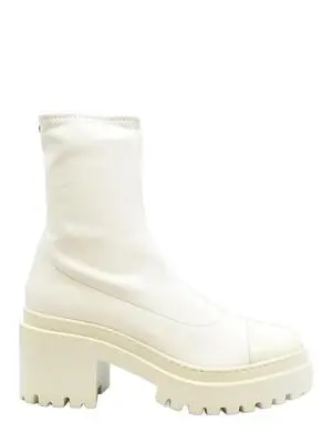 GIUSEPPE ZANOTTI Round Toe Chunky Block Heel Boots - White