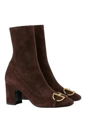 Gucci Suede Half Horsebit Ankle Boots - Dark Brown