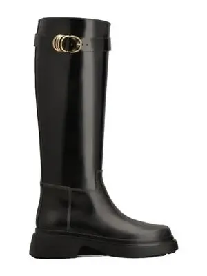 TOD'S Knee High Chunky Boots With Buckled Straps - Grey