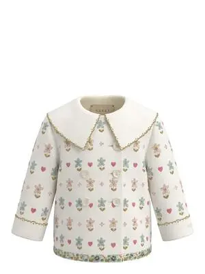 Gucci Floral Embroidered Cotton Coat - White