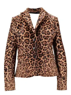 LELA ROSE Lela Rose Long-Sleeved Leopard-Print Leather Jacket