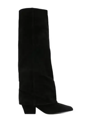 Paris Texas Pointed Toe Low Heel Boots - Black