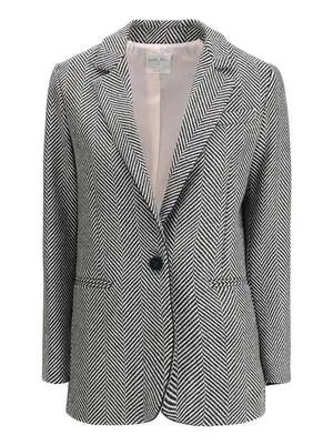 FORTE_FORTE Single-breasted Herringbone Patterned Jacket - Gray