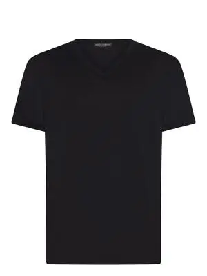 Dolce & Gabbana Logo Label V-neck T-shirt - Blue