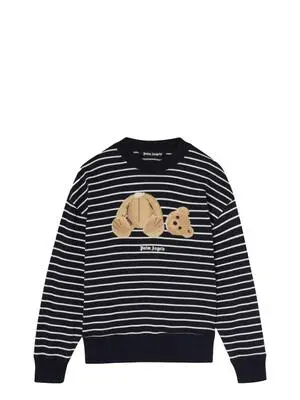 Palm Angels Palm Angels Bear Print Striped Sweatshirt Black