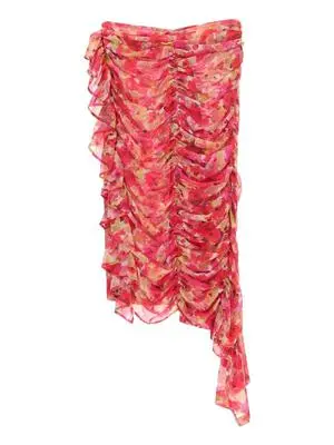 Dries Van Noten Printed Ruffled Skirt - Red