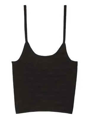 Alexander Wang A" Logo Sheer Stretch Nylon Fitted Tank - Black