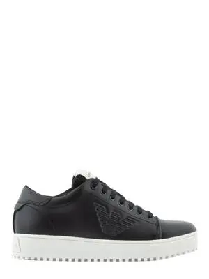 Emporio Armani Logo Detail Lace-up Sneakers - Black