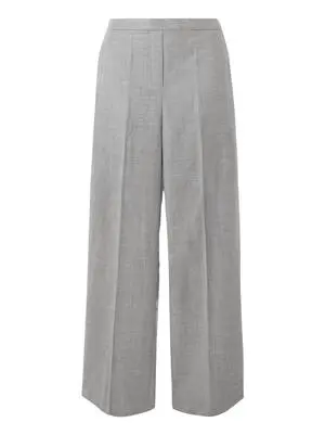 Theory Pleated Wool Wide-leg Casual Pants - Light Gray