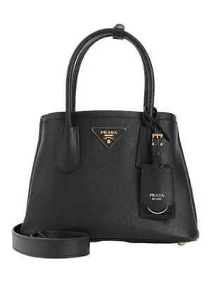 Prada Logo Plaque Top Handle Bag - Black