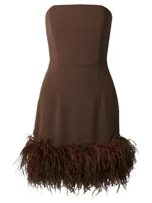 16Arlington Minelli Feather-trimmed Mini Dress - Green