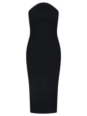 Khaite Ribbed Midi Dress - Black