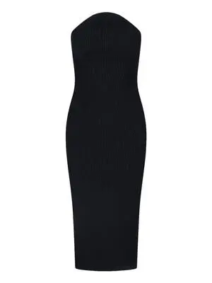Khaite Ribbed Midi Dress - Black