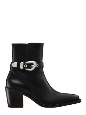 STUART WEITZMAN Maven Western Bootie With Chunky Heel And Buckle Detail - Black