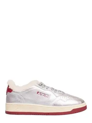 AUTRY Medalist Shearling Sneakers - Silver