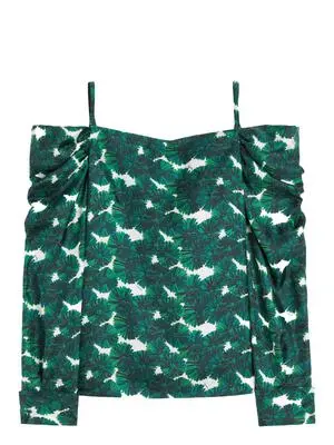 Max Mara Printed Silk Off-the-shoulder Blouse - Emerald