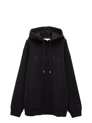 LANVIN Logo Embroidered Hoodie - Black