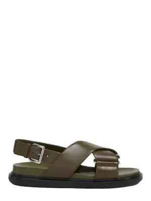 Marni Marni Leather Fussbett Sandals Deep Sage