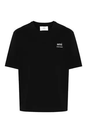 Ami Logo Printed Crewneck T-shirt - Black