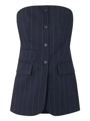 THE FRANKIE SHOP Sunny Strapless Striped Twill Vest - Navy