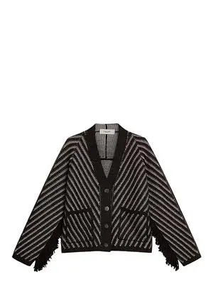 GOLDEN GOOSE Golden Goose Deluxe Brand Striped Wool Cardigan With Fringe Detail