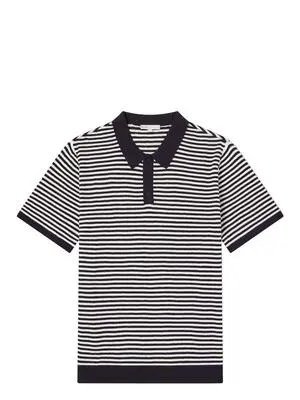 Onia Striped Textured-cotton Polo Shirt - Blue