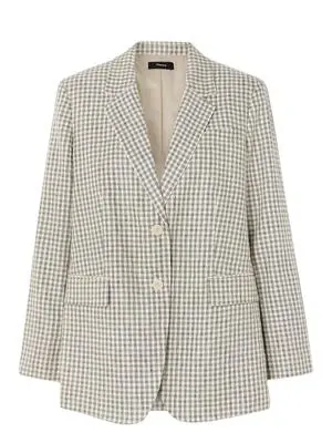 Theory Single-breasted Gingham Check Blazer - Gray