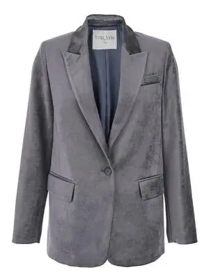 FORTE_FORTE Forte Forte Single-Breasted Velvet Blazer Grey