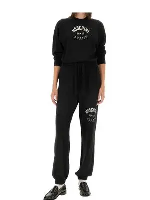 Moschino Logo Print Elastic Waist Sweatpants - Black