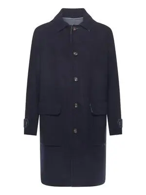Eleventy Hooded Wool Coat - Black