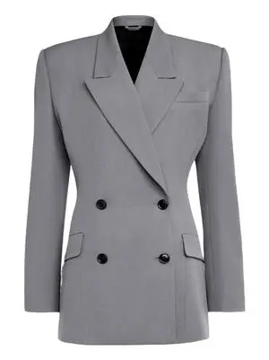 Alaïa Double-breasted Gabardine Blazer - Gray