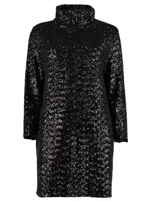 Fabiana Filippi Sequin Embellished High-neck Mini Dress - Black