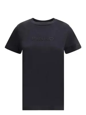 Pinko Logo Detailed Crewneck T-shirt - Black