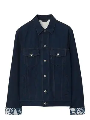 Burberry Logo Patch Buttoned Denim Jacket - Blue