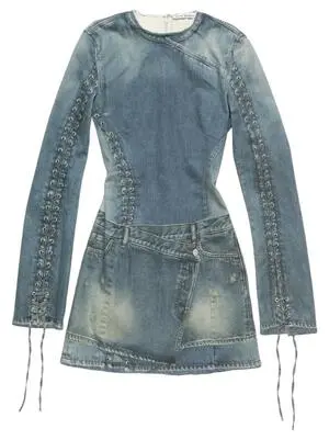 ACNE STUDIOS Acne Studios Lace-Up Denim Mini Dress