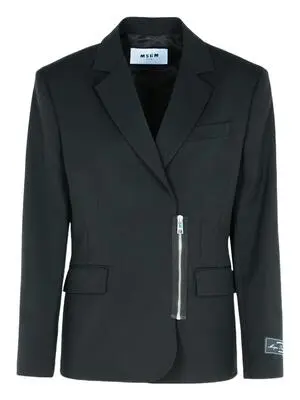 MSGM Logo Patch Zipped Blazer - Black