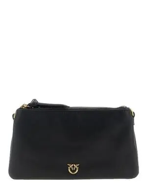 Pinko Mini Crossbody Bag With Metal Logo - Black