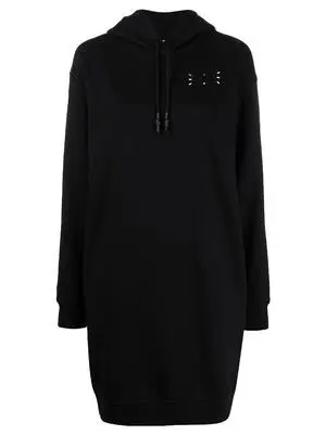 Alexander McQueen Logo Print Hooded Dress - Black