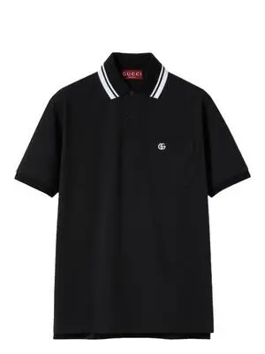 Gucci Embroidery Piquet Short-sleeve Polo Shirt - Black