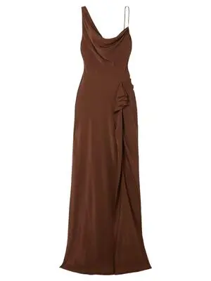 DRIES VAN NOTEN Dries Van Noten Asymmetrical Draped Satin Maxi Dress