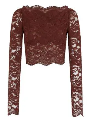Rabanne Off-shoulder Lace Crop Top - Red