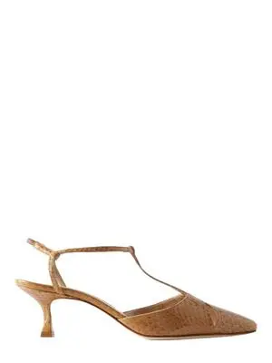 MANOLO BLAHNIK Manolo Blahnik Elaphe Pointed Toe Kitten Heel Pumps