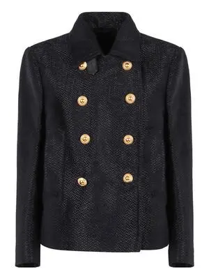 TOM FORD Double-breasted Cropped Peacoat - Black
