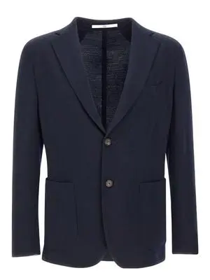 Eleventy Soft Slim-fit Blazer With Logo Button Closure - Black